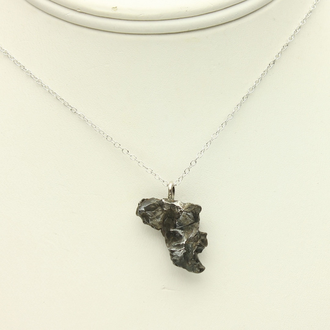 Meteorite Silver Necklace, Genuine Meteor Pendant, Asteroid, Sterling ...