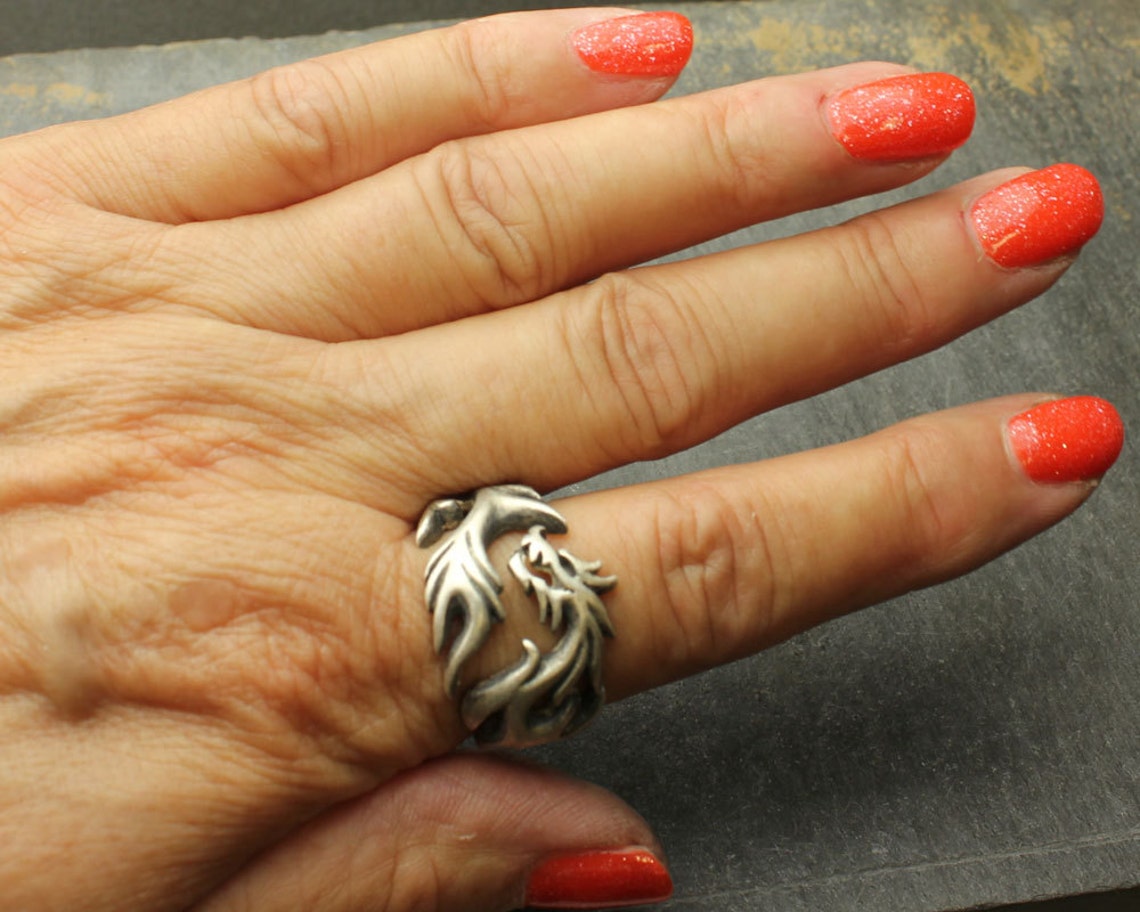 Fire Dragon Ring Dragon in Solid Sterling Silver Mens Ring | Etsy