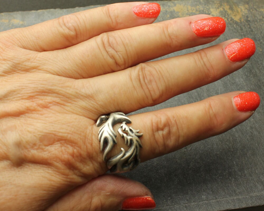 Fire Dragon Ring Dragon in Solid Sterling Silver Mens Ring | Etsy