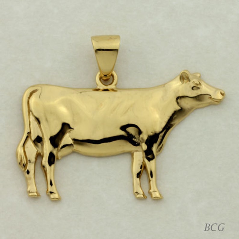 Jewel Cow Pendant Cow Heifer Jewelry Sterling Silver and 18KT | Etsy