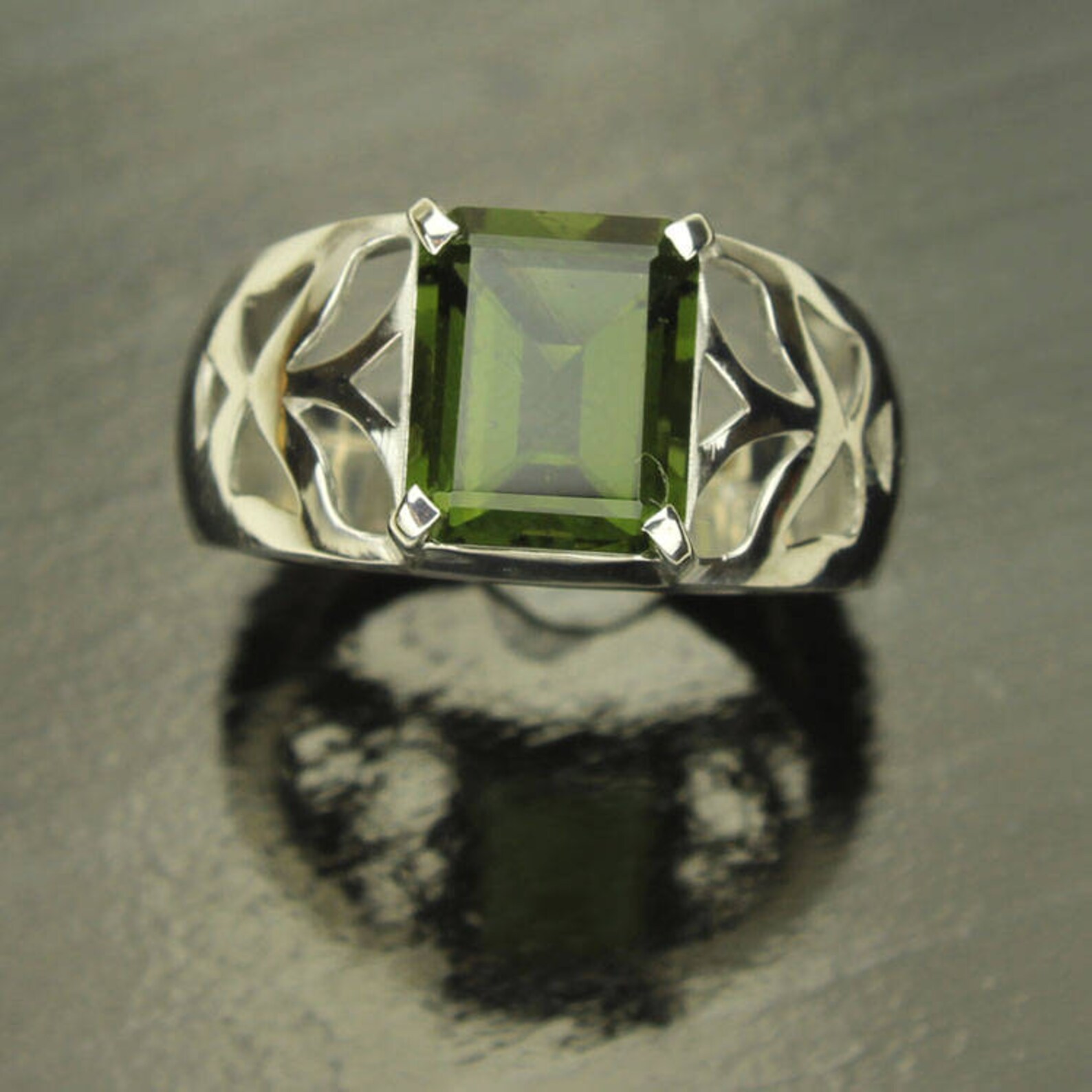 Mens Moldavite Ring Genuine Green Tektite Sterling Silver - Etsy