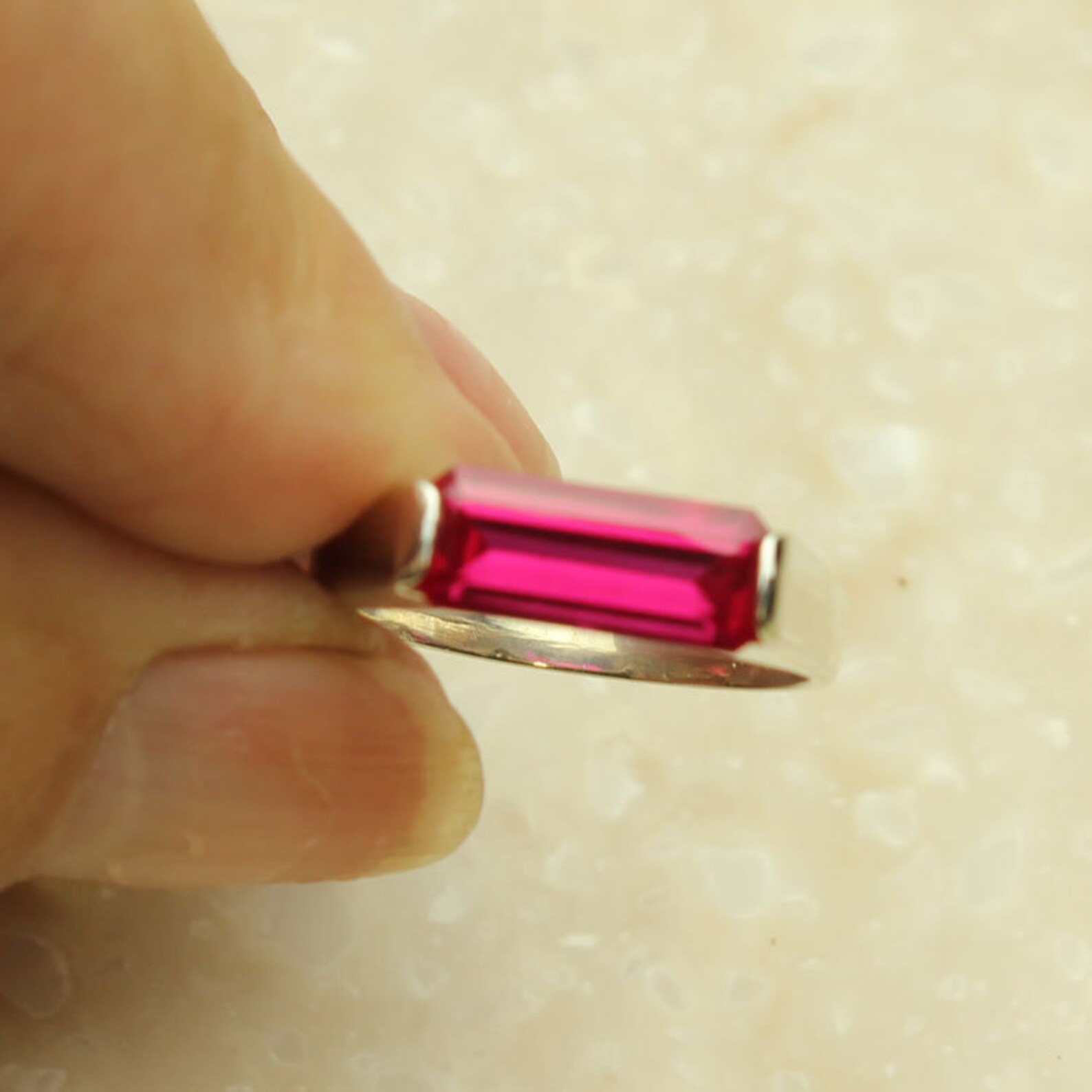 Ruby Silver Ring Red Lab Ruby Gemstone Sterling Silver | Etsy