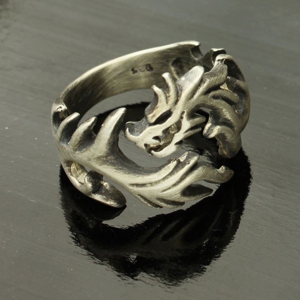 Fire Dragon Ring Dragon in Solid Sterling Silver Mens Ring | Etsy