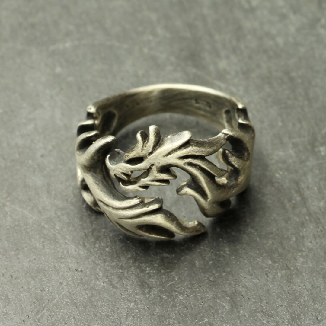 Fire Dragon Ring Dragon in Solid Sterling Silver Mens Ring, Size 11 ...