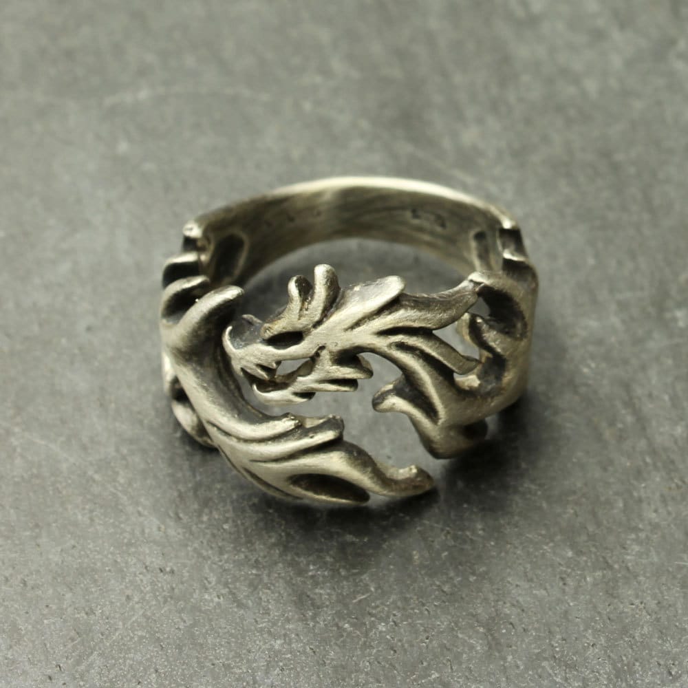 Fire Dragon Ring Dragon in Solid Sterling Silver Mens Ring, Size 11 ...