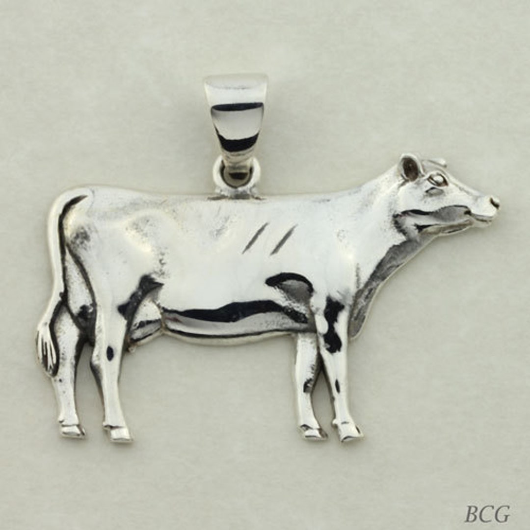 Jewel Cow Pendant Cow Heifer Jewelry Sterling Silver and 18KT Yellow GP ...