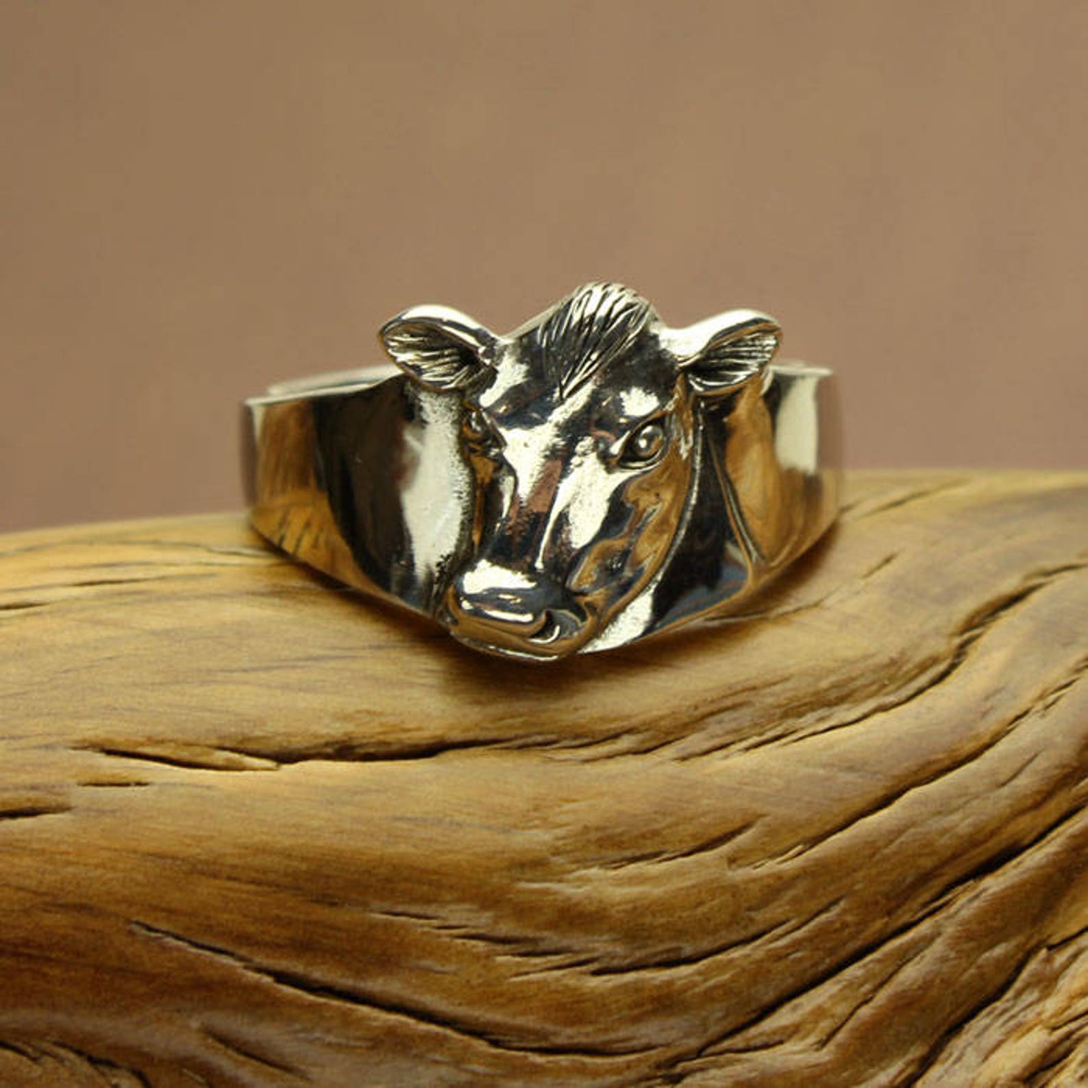 Cow Silver Ring Dairy Cow Eclipse the Cow Sterling Ring - Etsy
