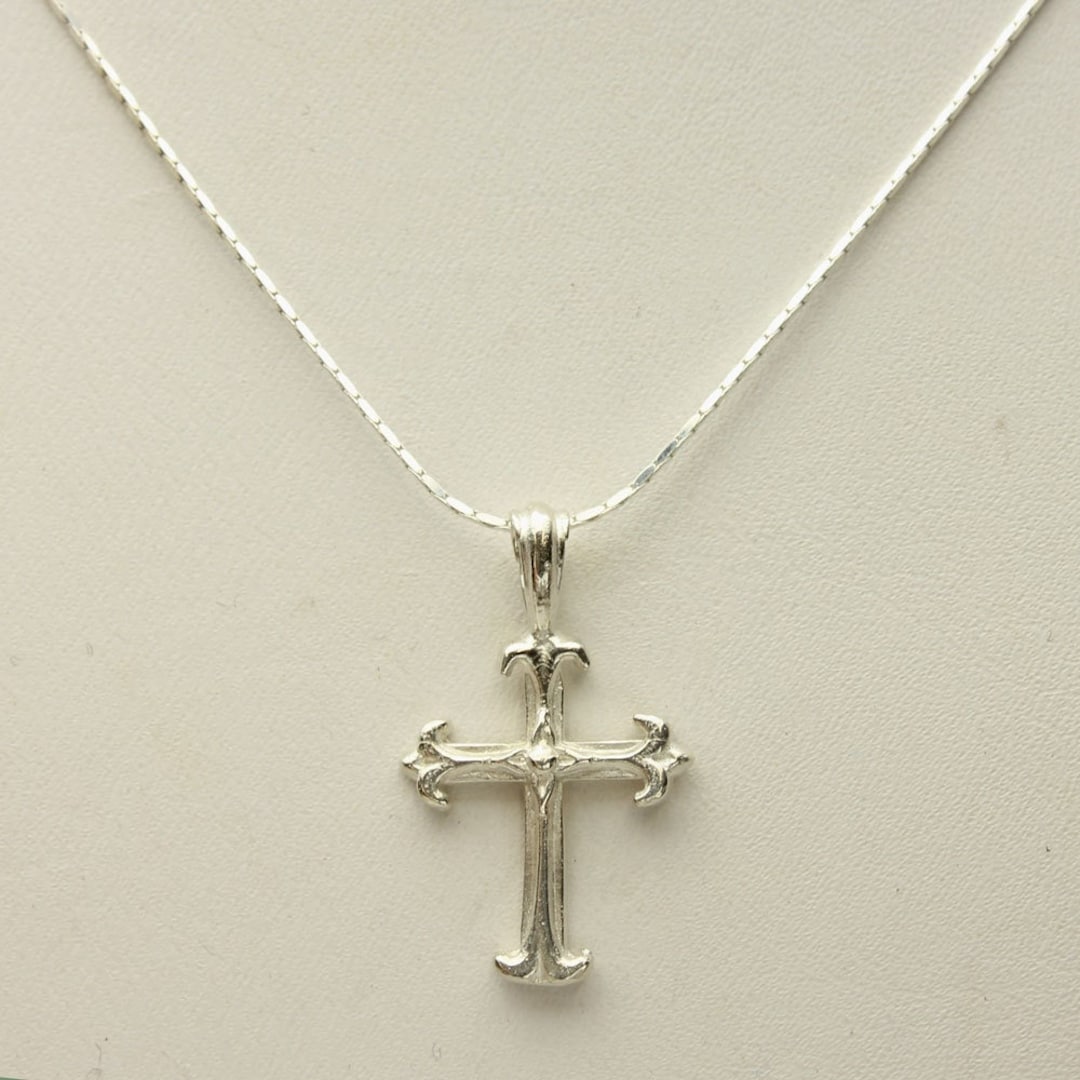 Silver Cross Necklace, Cross Pendant in Solid Sterling, 18 Inch Silver ...