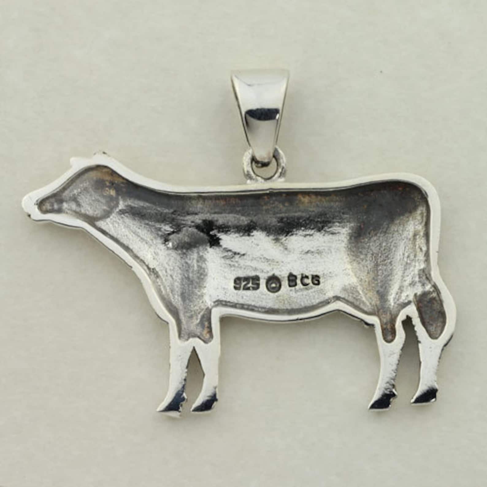 Jewel Cow Pendant Cow Heifer Jewelry Sterling Silver and 18KT | Etsy