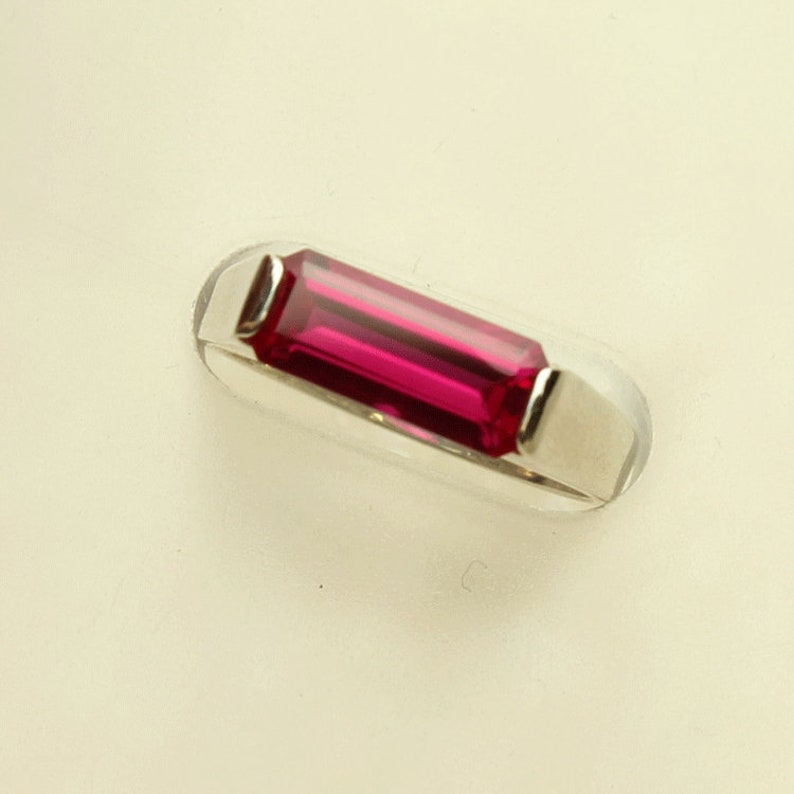 Ruby Silver Ring, Red Lab Ruby Gemstone Sterling Silver Contemporary ...