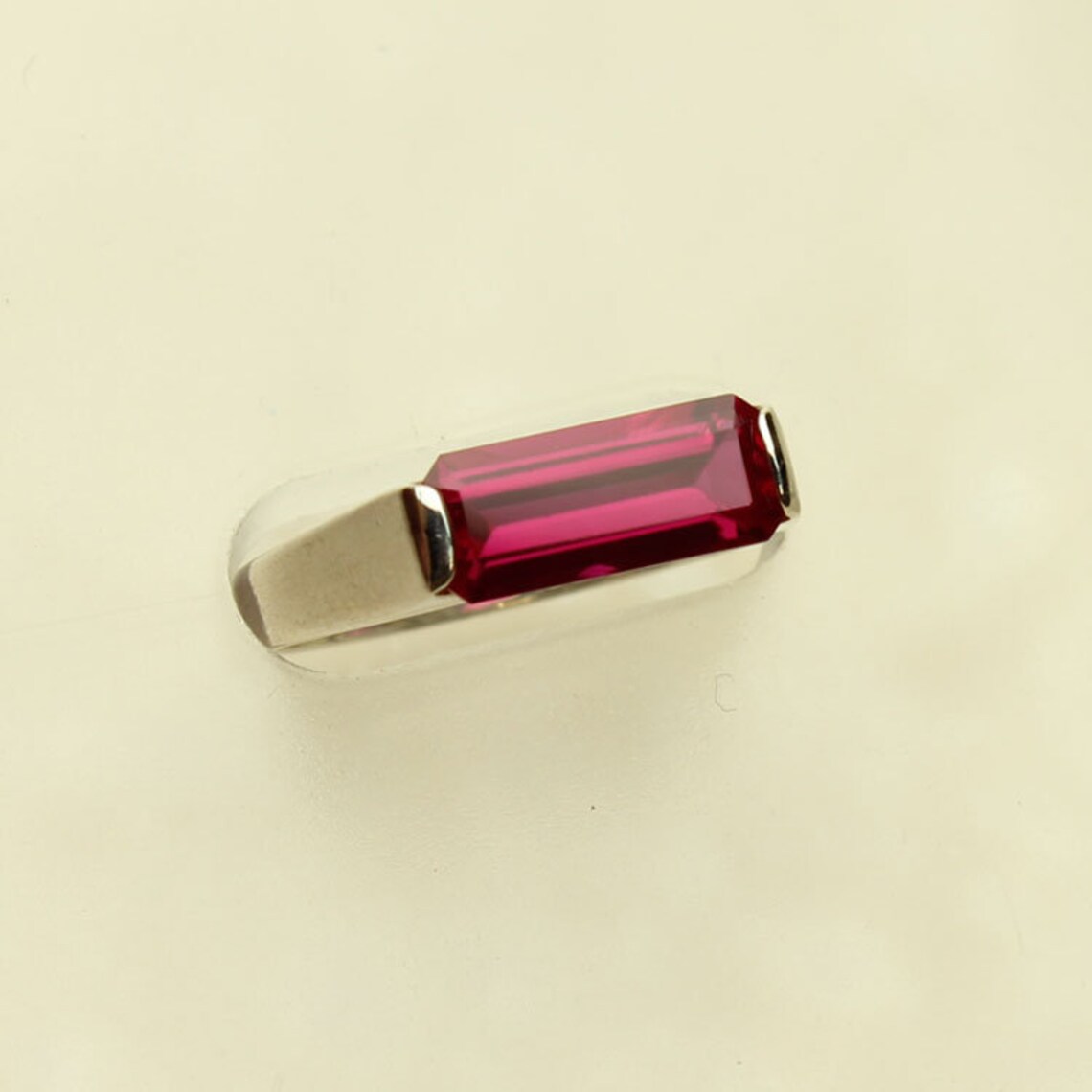 Ruby Silver Ring, Red Lab Ruby Gemstone Sterling Silver Contemporary ...