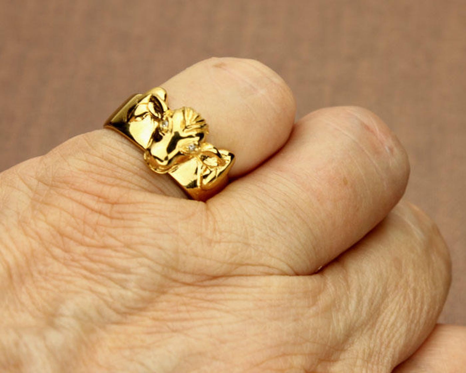 Cow Diamond Ring, Dairy Cow in Diamonds, Yellow Gold, Milk Cow, Heifer ...