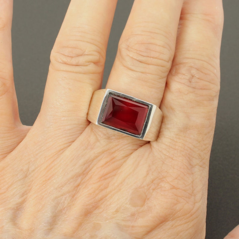 Mens Bixbite Ring Red Beryl Rare Gemstone Lab Created | Etsy