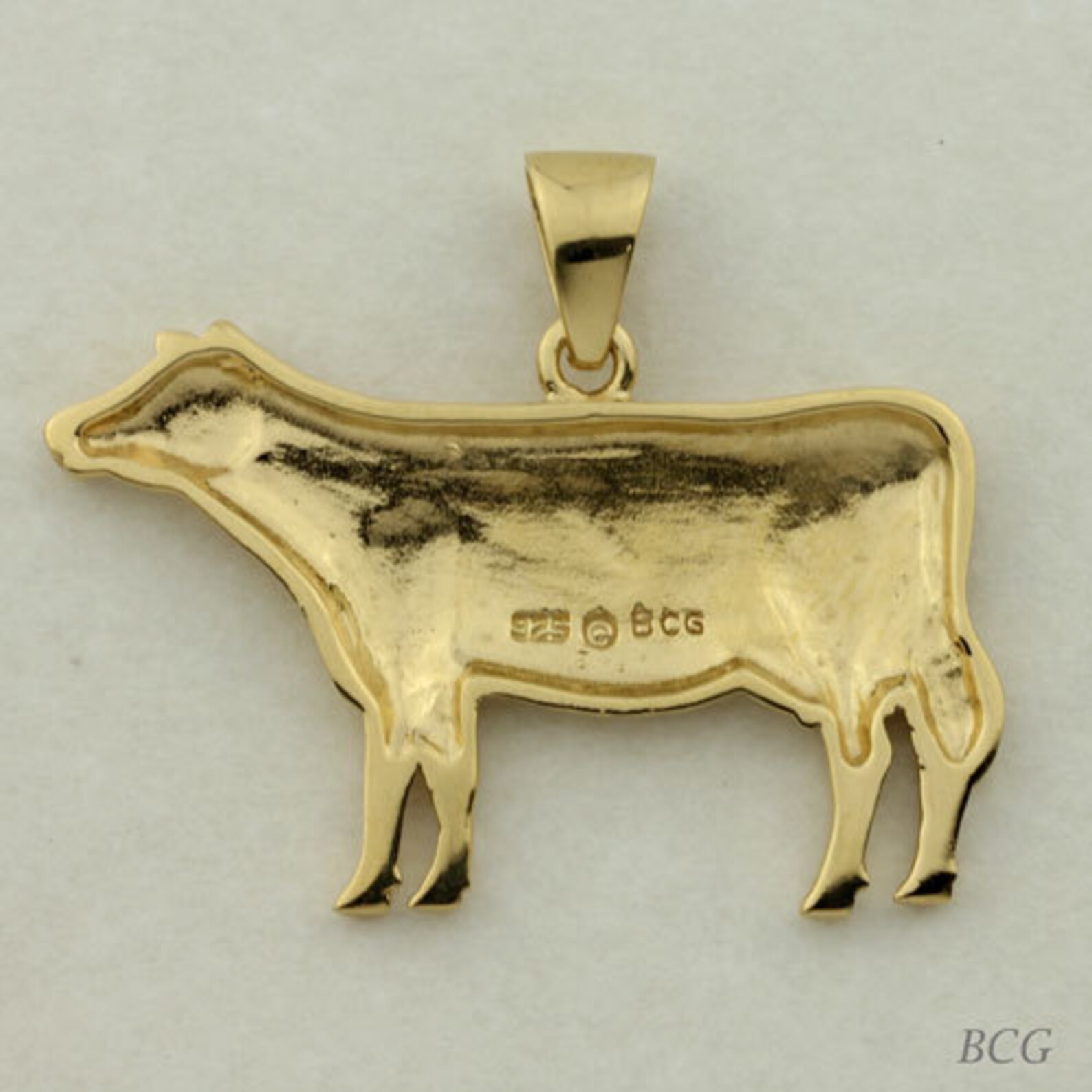 Jewel Cow Pendant Cow Heifer Jewelry Sterling Silver and 18KT Yellow GP ...