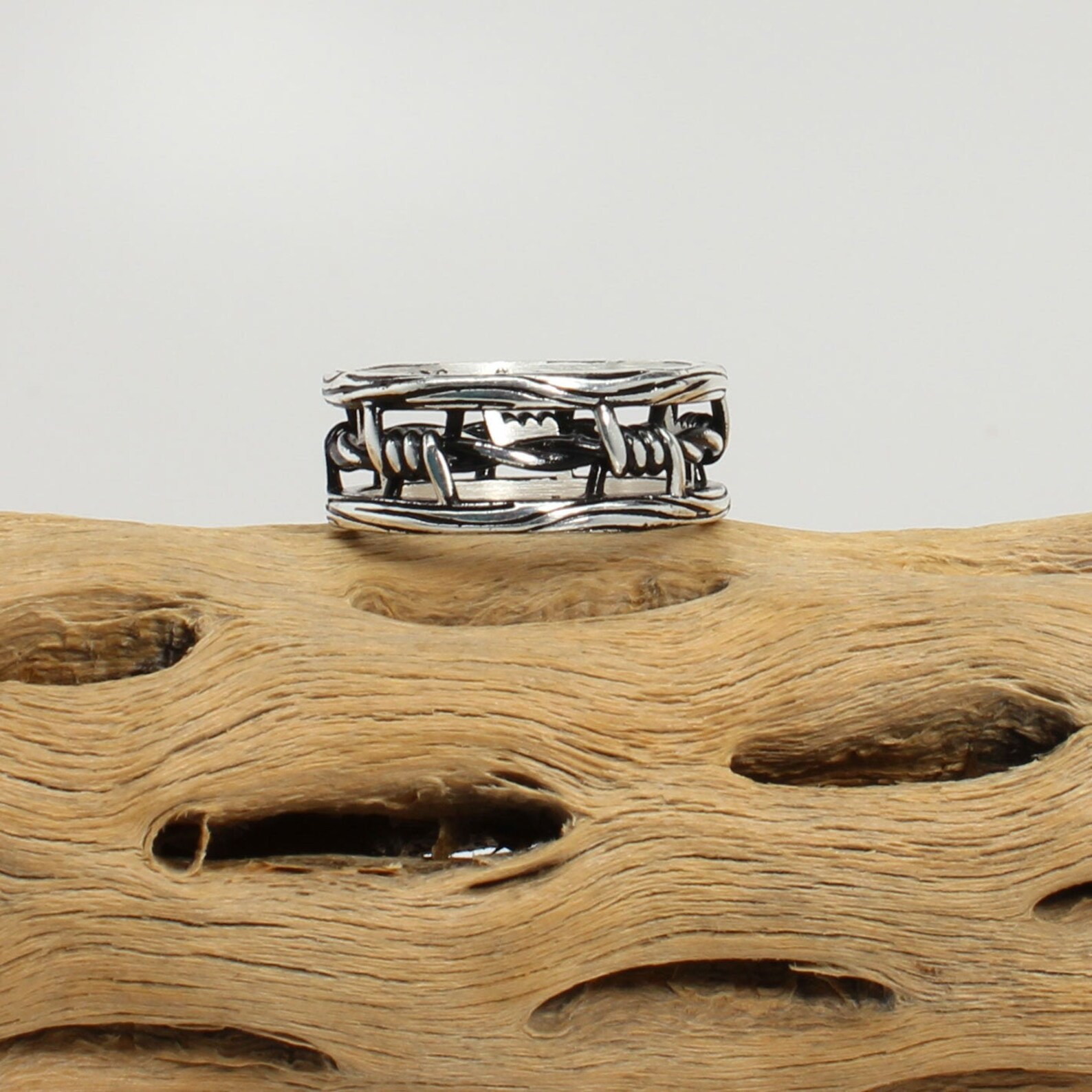 Barb Wire Silver Ring Sterling Silver Mens Unisex Barbed | Etsy