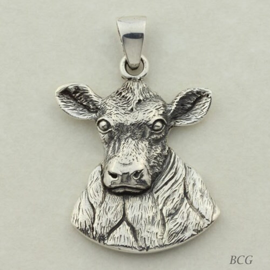Gem Cow Pendant Cow Heifer Jewelry Sterling Silver 18KT Yellow GP, Milk ...