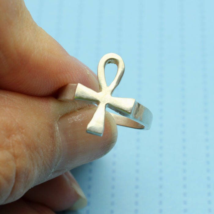 Ankh Cross Ring, Sterling Silver Egyptian Cross Ring, Life, Size 6 - Etsy