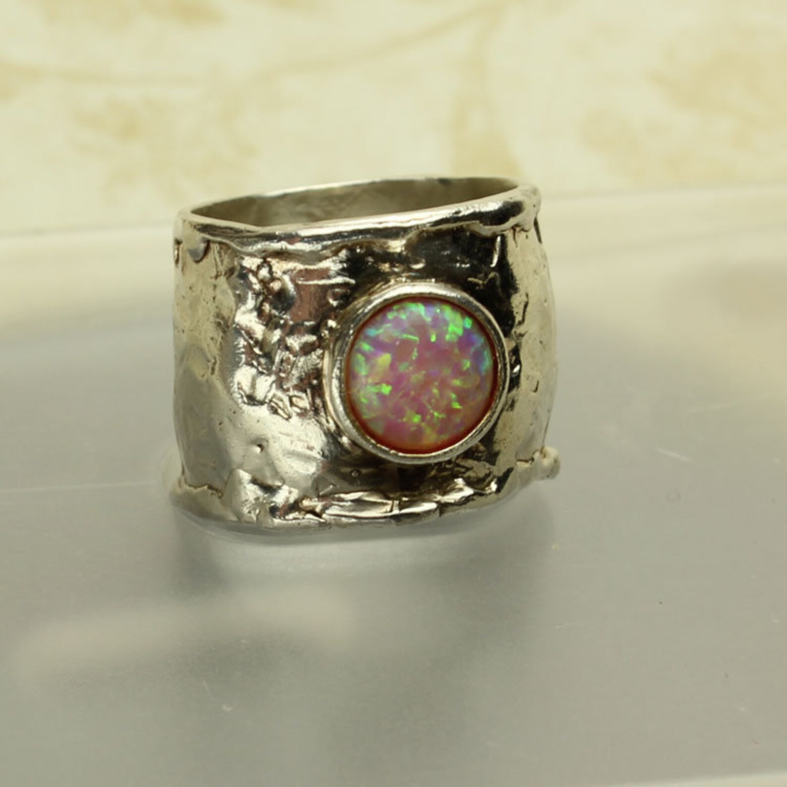 Opal Silver Ring Synthetic Opal Sterling Silver Ring Opal - Etsy