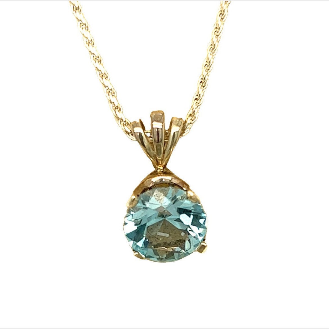 Blue Topaz Silver Necklace, Custom Faceted Gemstone Pendant, Sterling ...