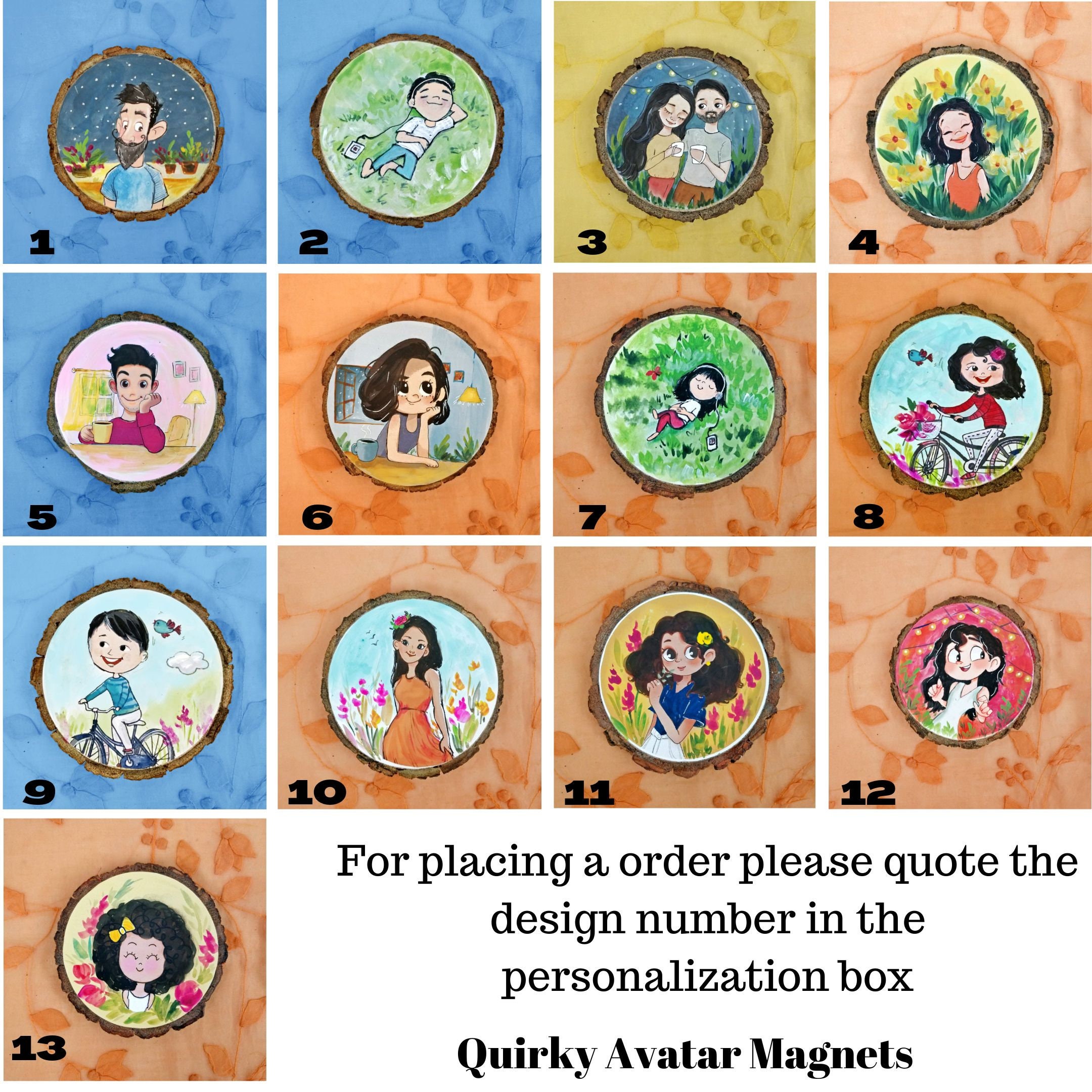 Quirky Illustration Avatar Fridge Magnet Cute Fridge Magnets 4 Solid ...