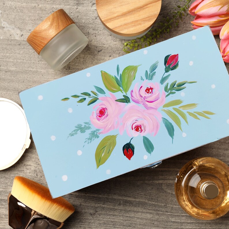 Wooden Hand Painted Trinket Box - Jewelry Box - Keepsake Box -jewellery ...
