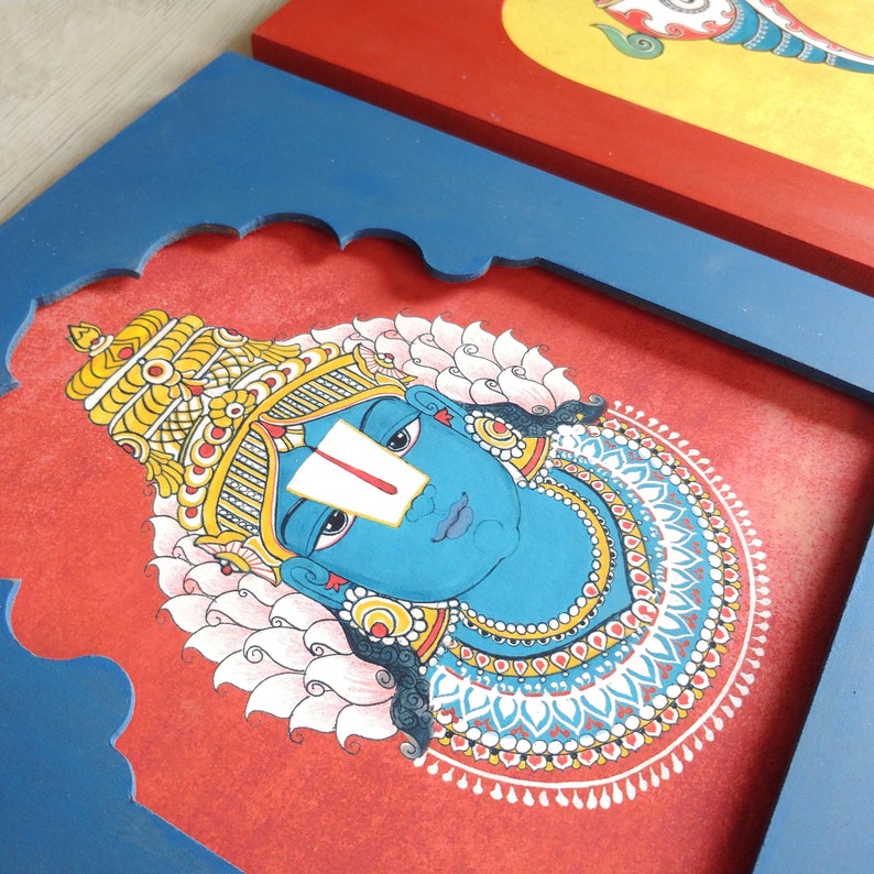Handpainted Wall Art Frame Vishnu Avatar Traditional Indian - Etsy