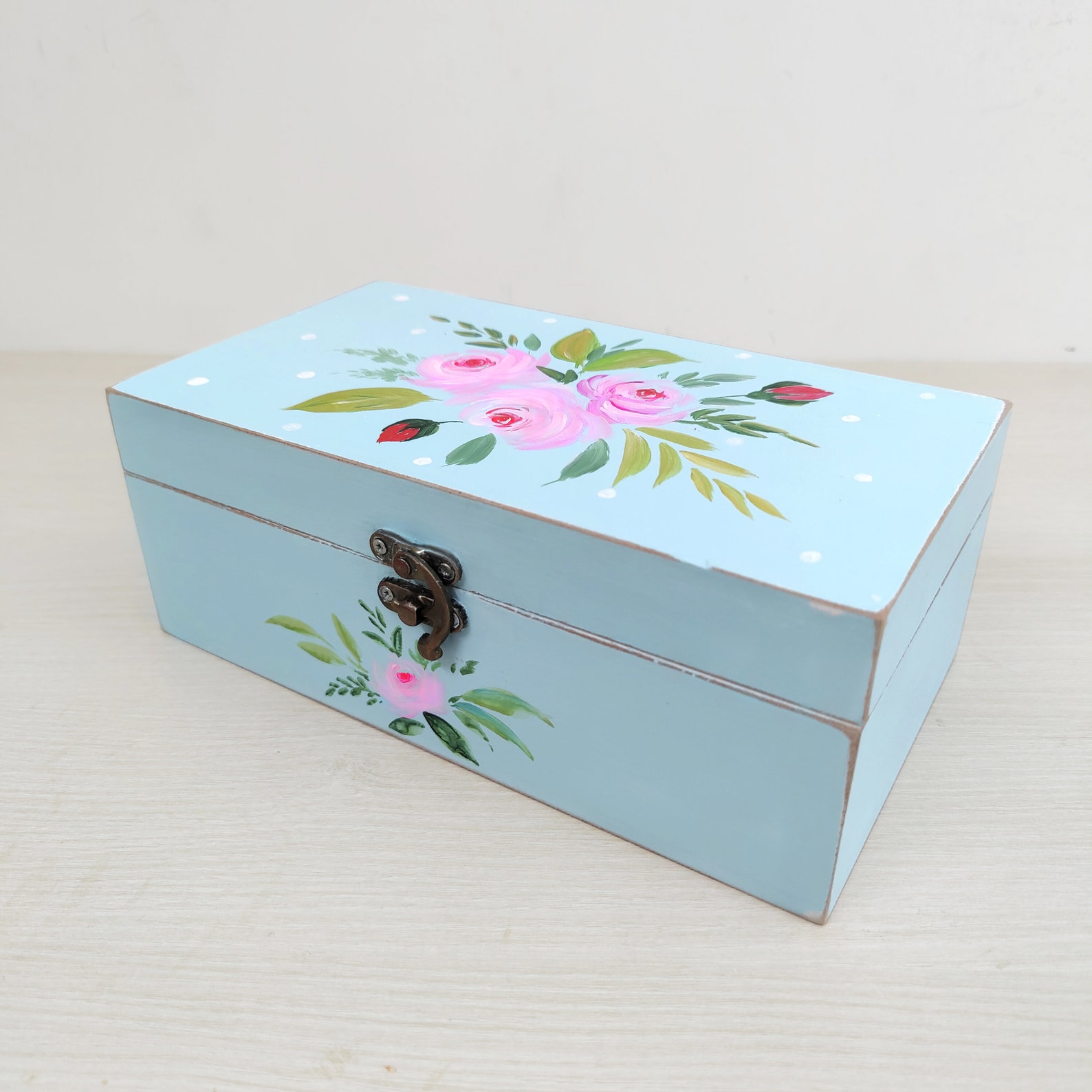Wooden Hand Painted Trinket Box - Jewelry Box - Keepsake Box -jewellery ...