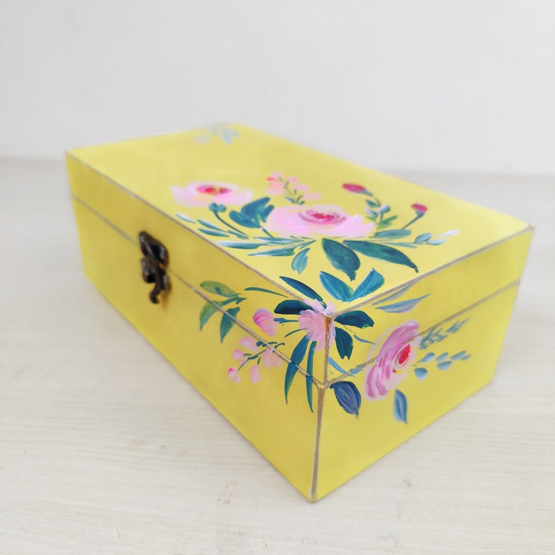 Wooden Hand Painted Trinket Box - Jewelry Box - Keepsake Box -jewellery ...