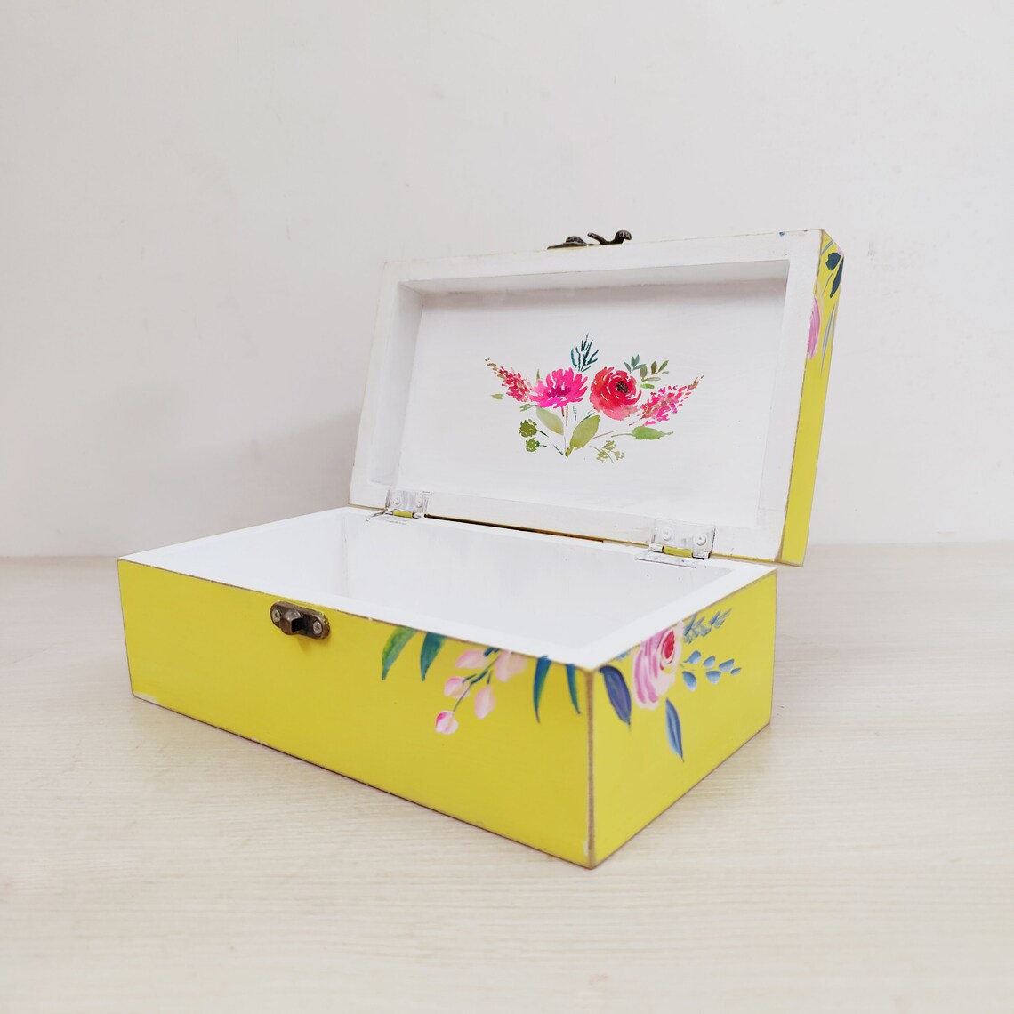 Wooden Hand Painted Trinket Box Jewelry Box Keepsake Box - Etsy