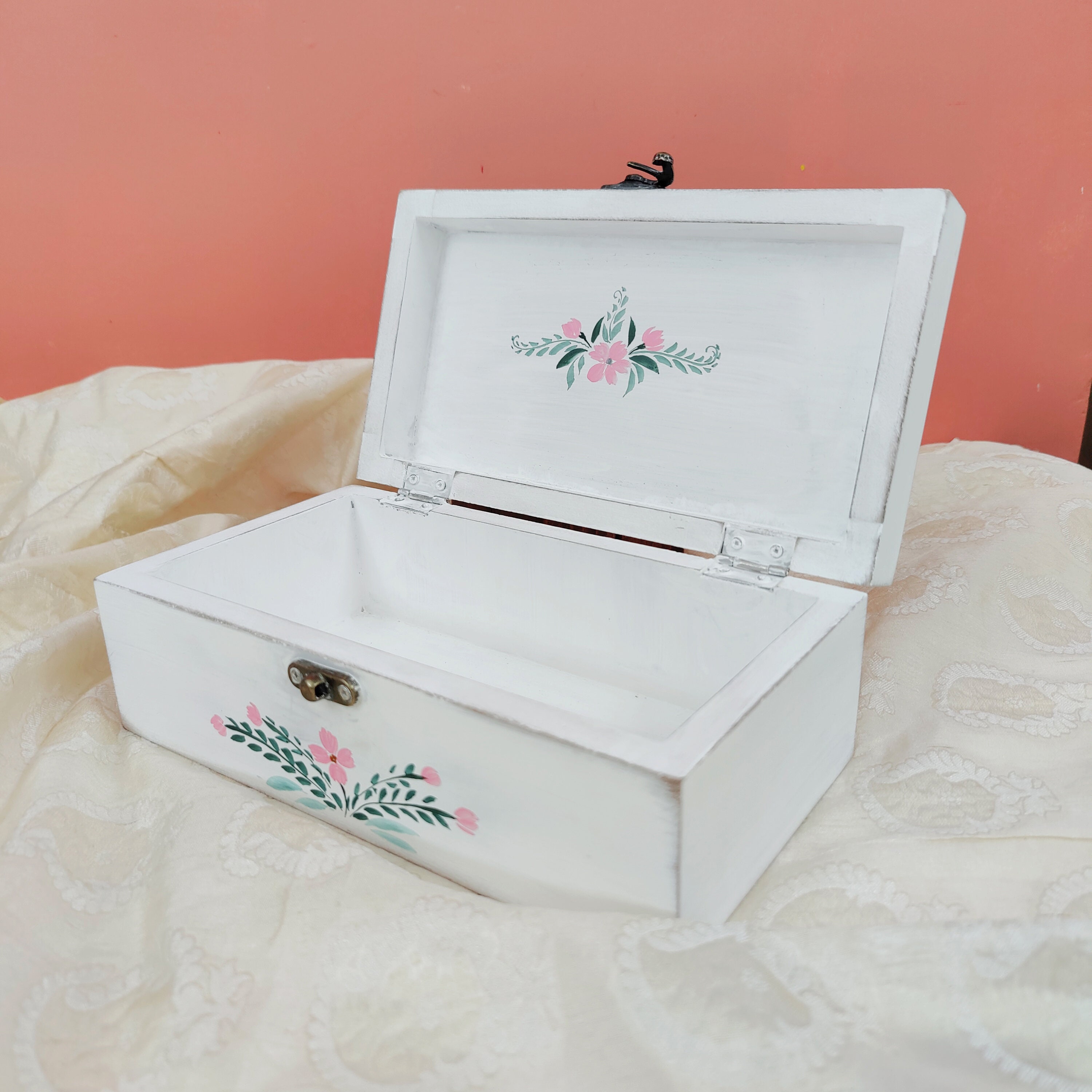 Wooden Hand Painted Trinket Box - Jewelry Box - Keepsake Box -jewellery ...