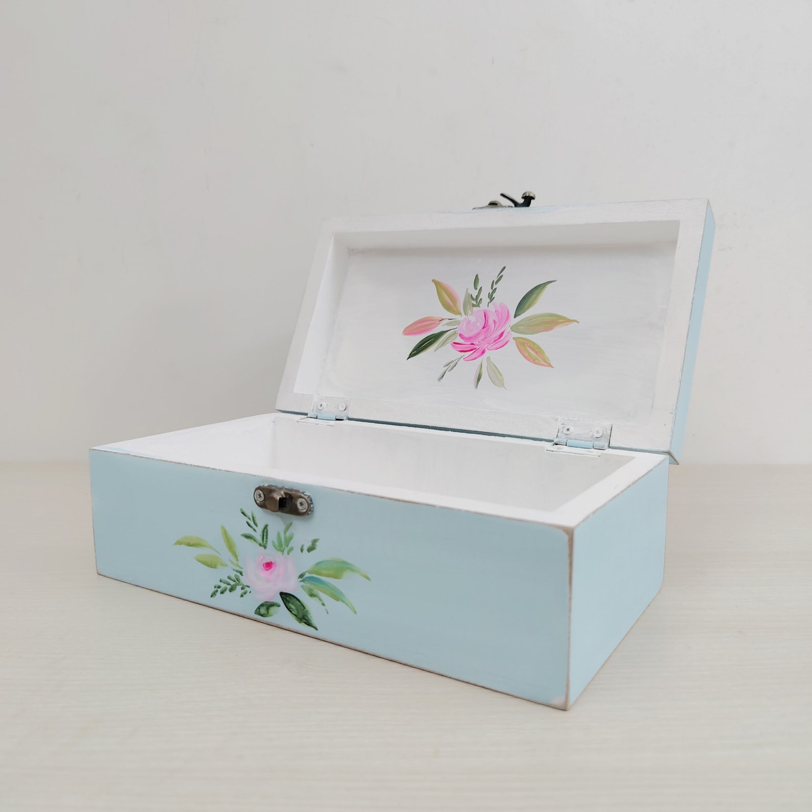Wooden Hand Painted Trinket Box - Jewelry Box - Keepsake Box -jewellery ...