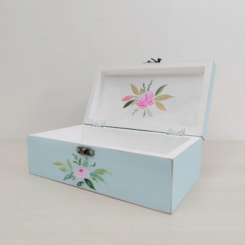 Wooden Hand Painted Trinket Box - Jewelry Box - Keepsake Box -jewellery ...
