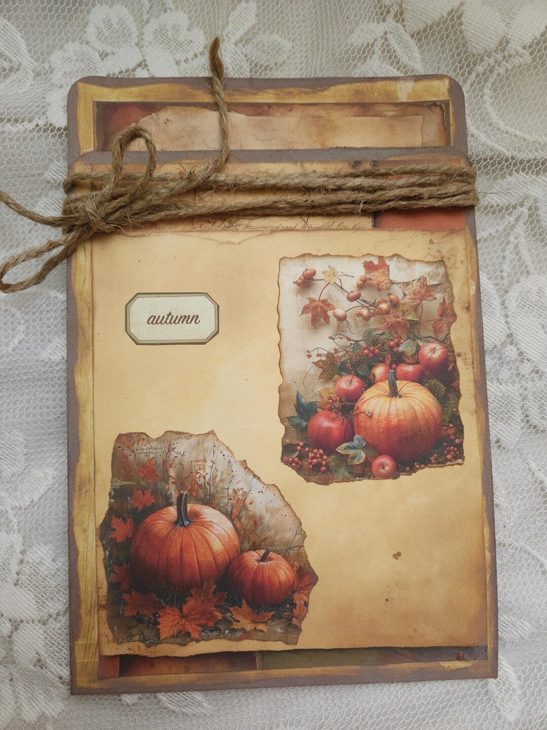 Autumn Altered File Folder, Pumpkin & Leaves, Journaling Cards - Etsy
