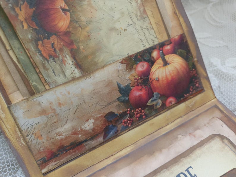 Autumn Altered File Folder, Pumpkin & Leaves, Journaling Cards - Etsy