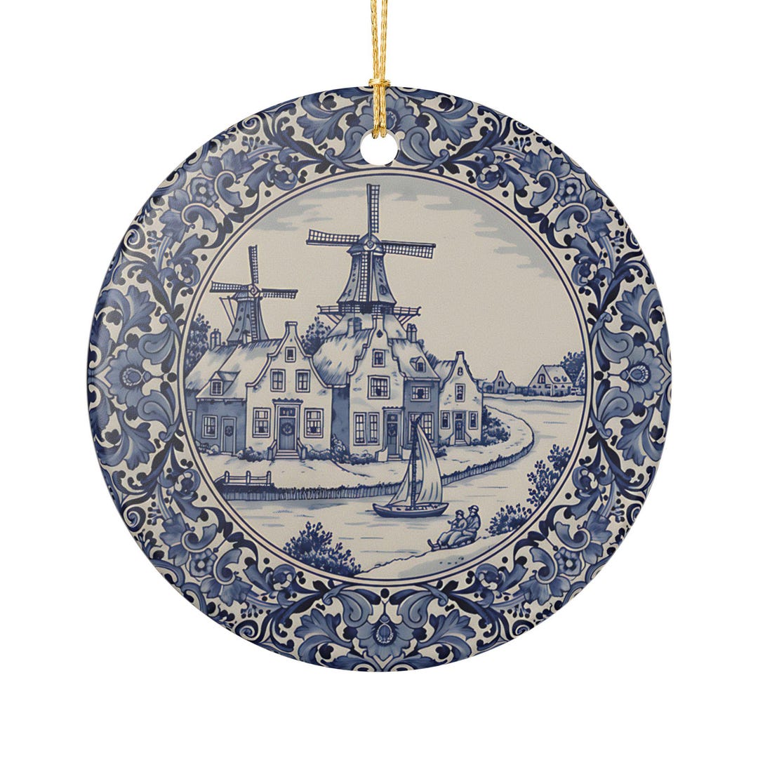 Delft Tile Inspired Christmas Ornament: Dutch Printed Ceramic Holiday ...