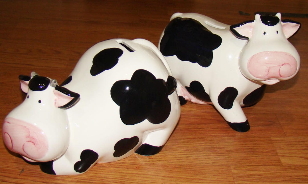 2x Dolomite Animal Saving Banks, Holstein Dairy Cattle Piggy Bank - Etsy