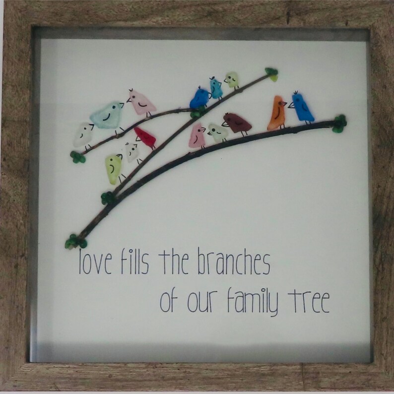Sea Glass Family Tree Art: Handmade Shadow Box Gift - Etsy