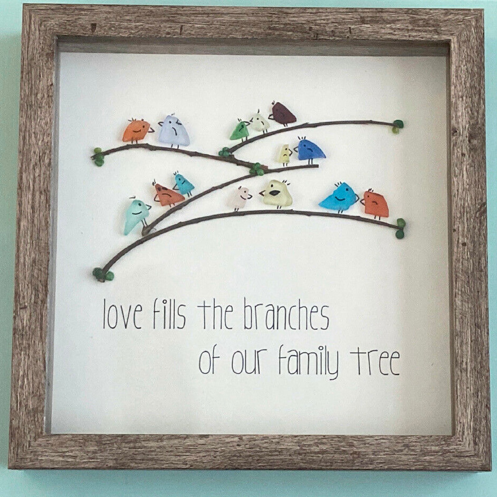 Sea Glass Family Tree Art: Handmade Shadow Box Gift - Etsy