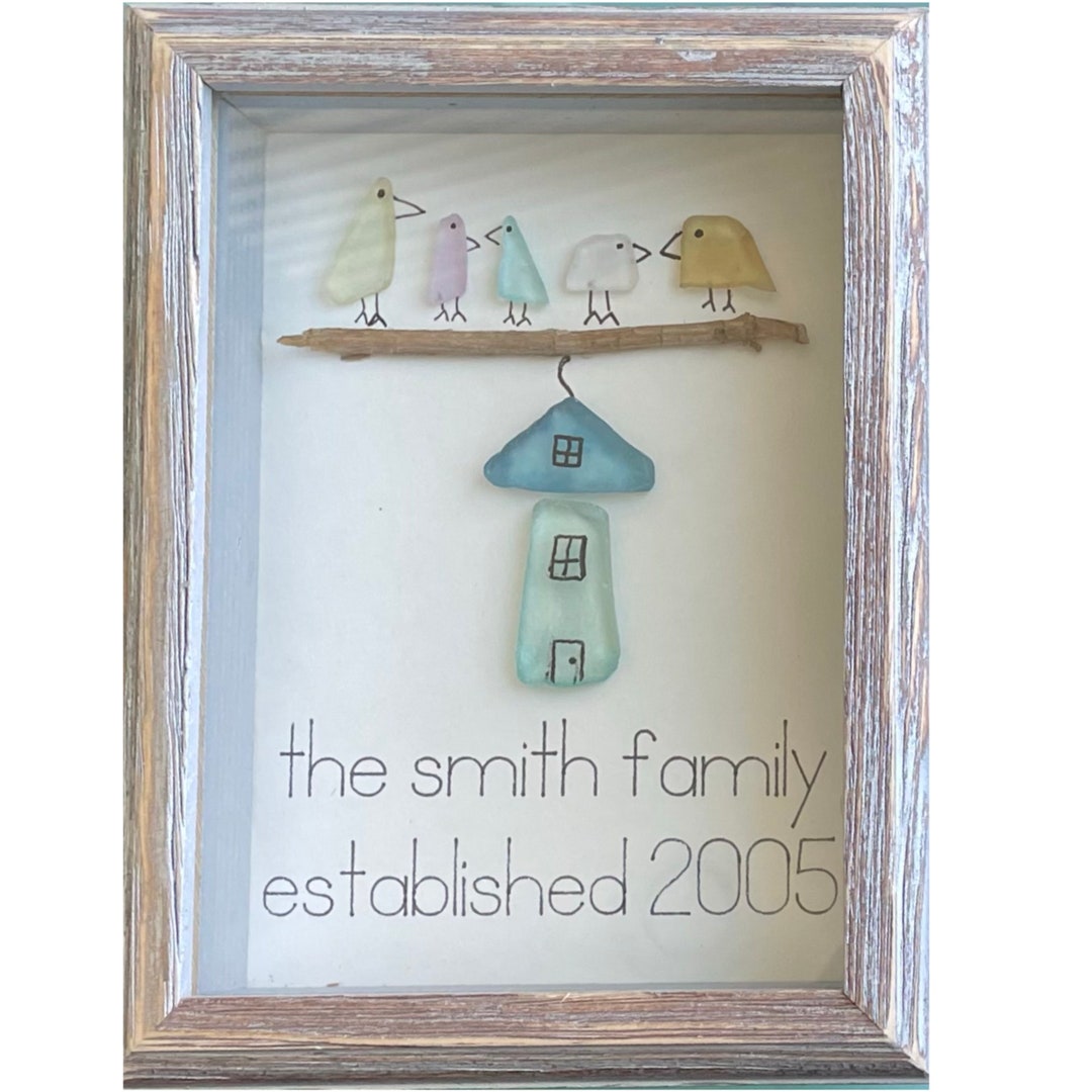 Sea Glass Art Our Family Tree for Housewarming, Engagement, Anniversary ...