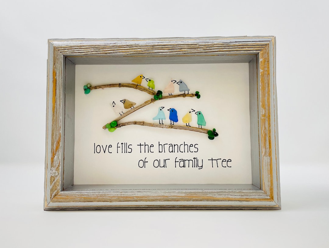 Sea Glass Family Tree Art: Handmade Shadow Box Gift - Etsy