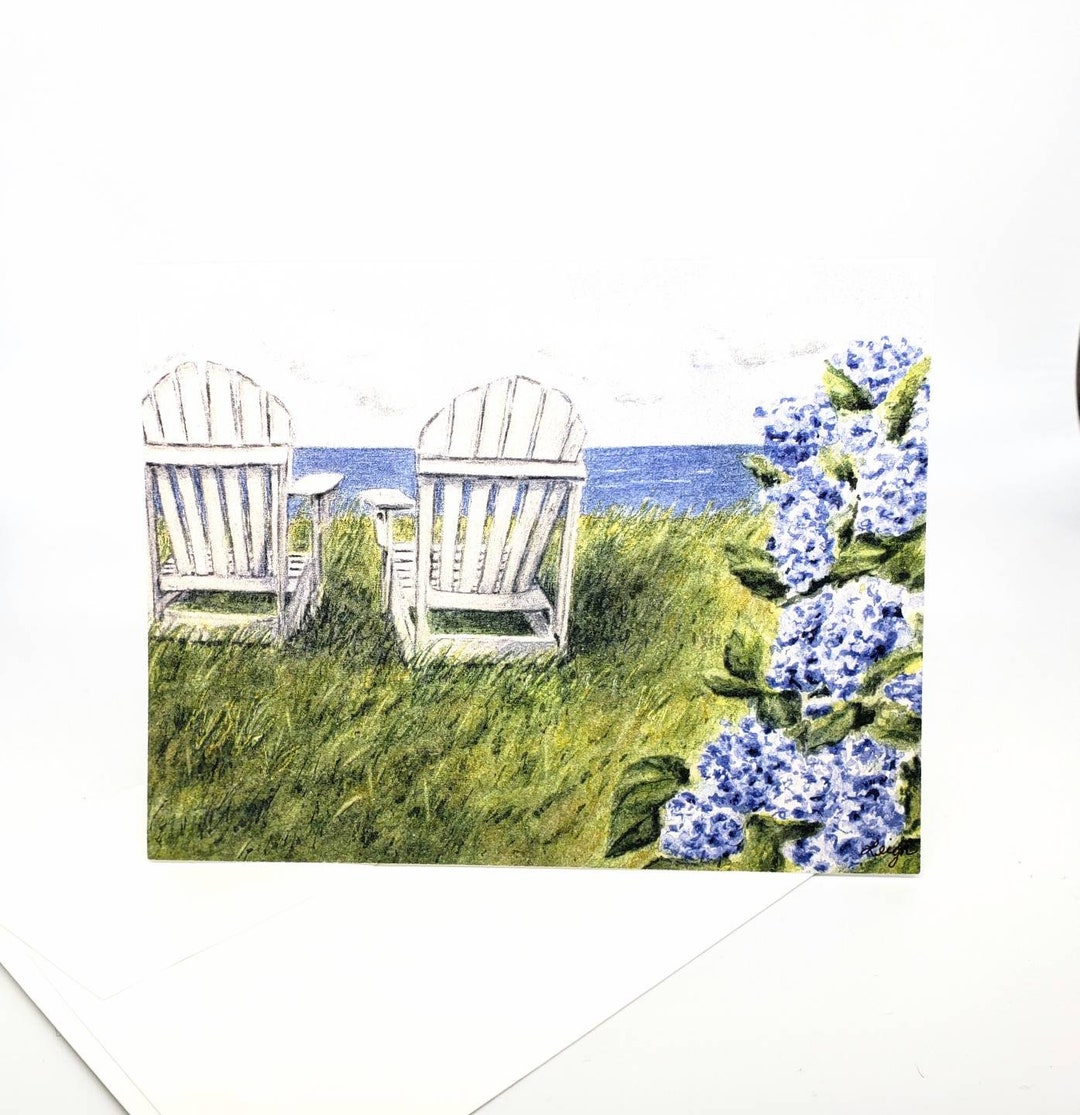 Nantucket Seaside, Watercolor Notecards, Hydrangea Watercolor, Cape Cod ...