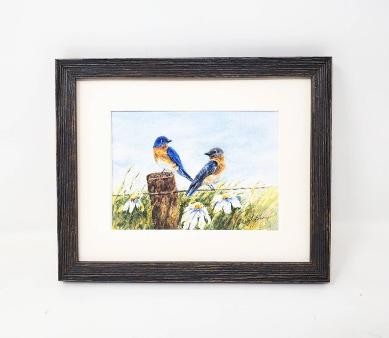 Bluebirds Original Painting: Bluebird Painting Bird Watercolor, Wall ...