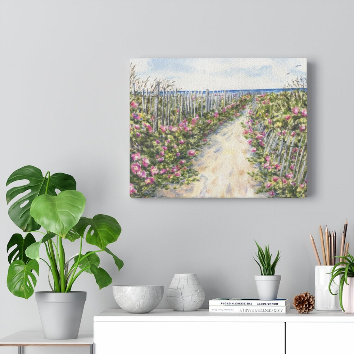 Cape Cod Roses Canvas Wrap Beach Roses Watercolor Print | Etsy