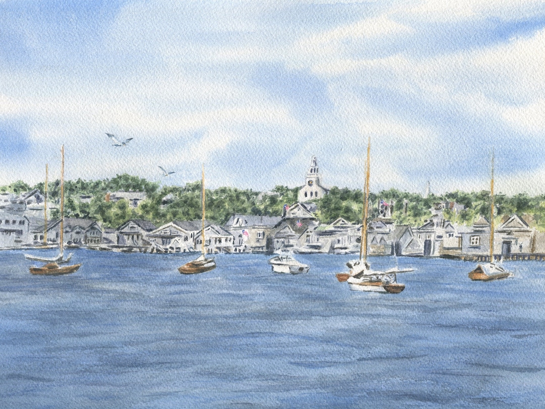 Nantucket Skyline Fine Art Prints, Nantucket Watercolor Painting ...