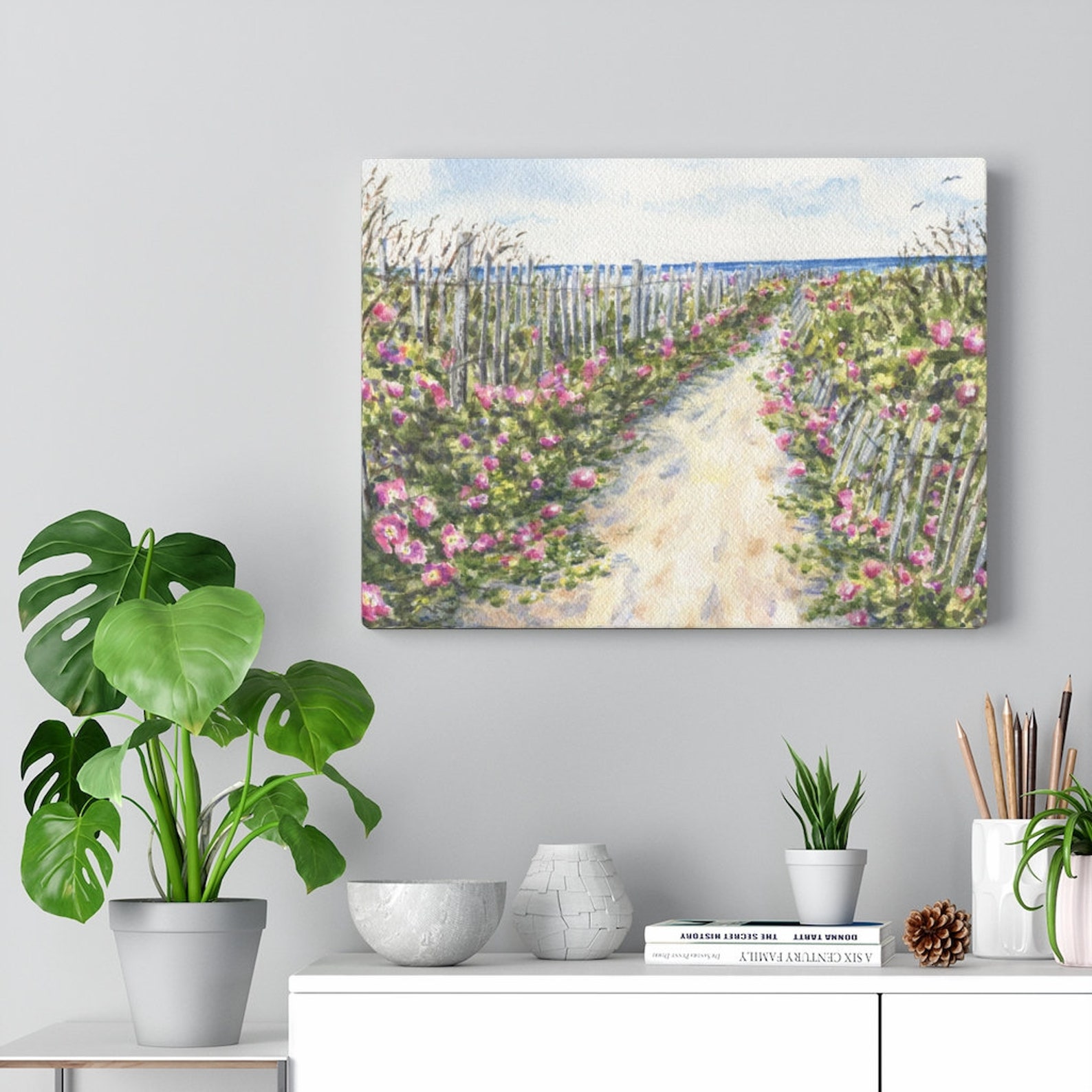 Cape Cod Roses Canvas Wrap Beach Roses Watercolor Print | Etsy