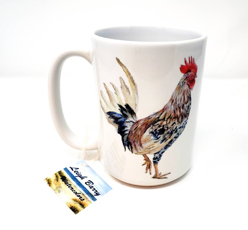 Rooster Two Mug Stoneware Rooster Coffee Mugs Farm | Etsy