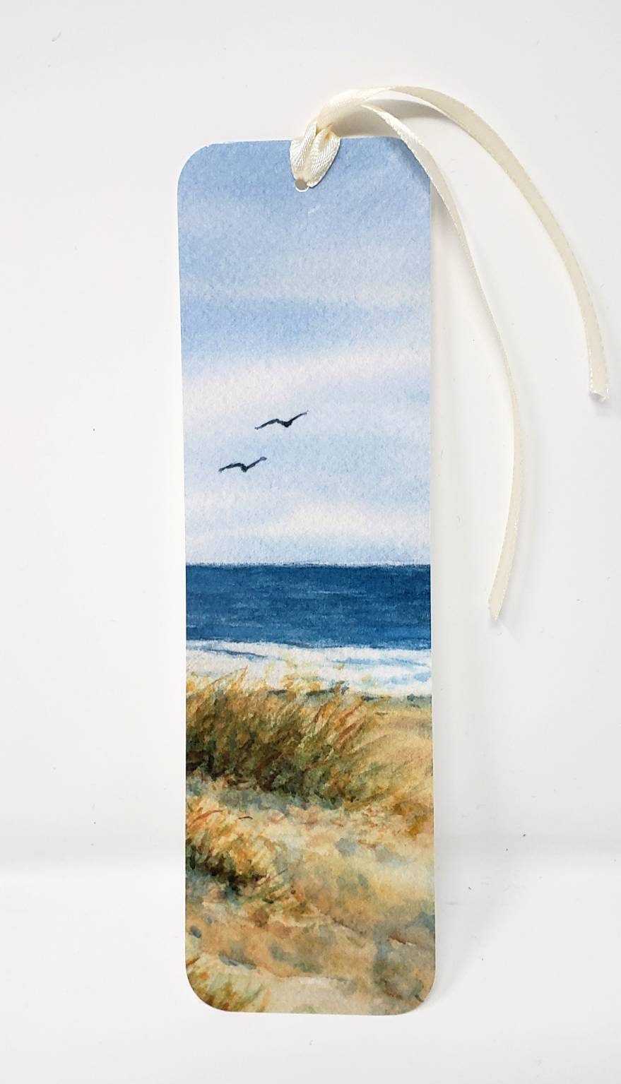 Beach Bookmark beach watercolor bookmarker ocean art bookmark | Etsy
