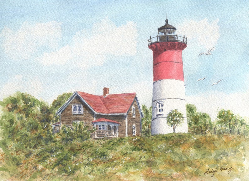 Nauset Light: Cape Cod Watercolor Prints or Original Art - Etsy