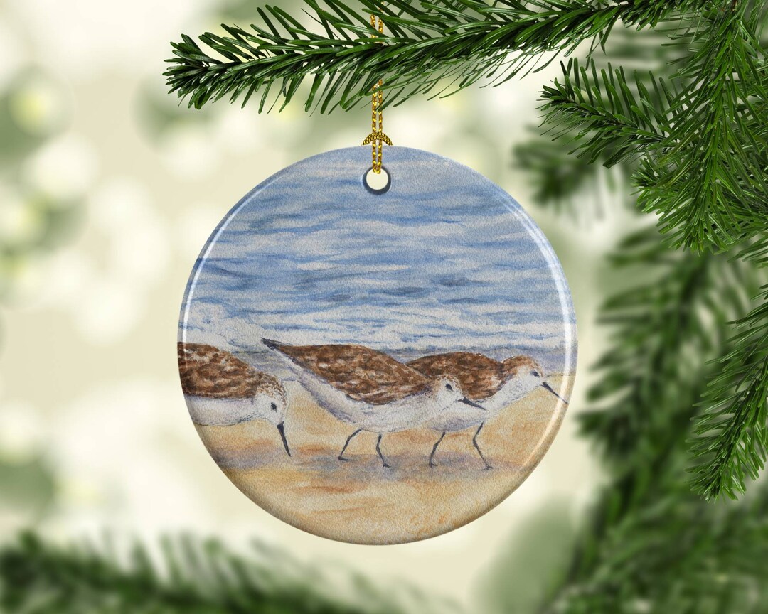 Sandpipers Christmas Ornament, Sandpiper Art, Beach Ornament, Seabirds ...
