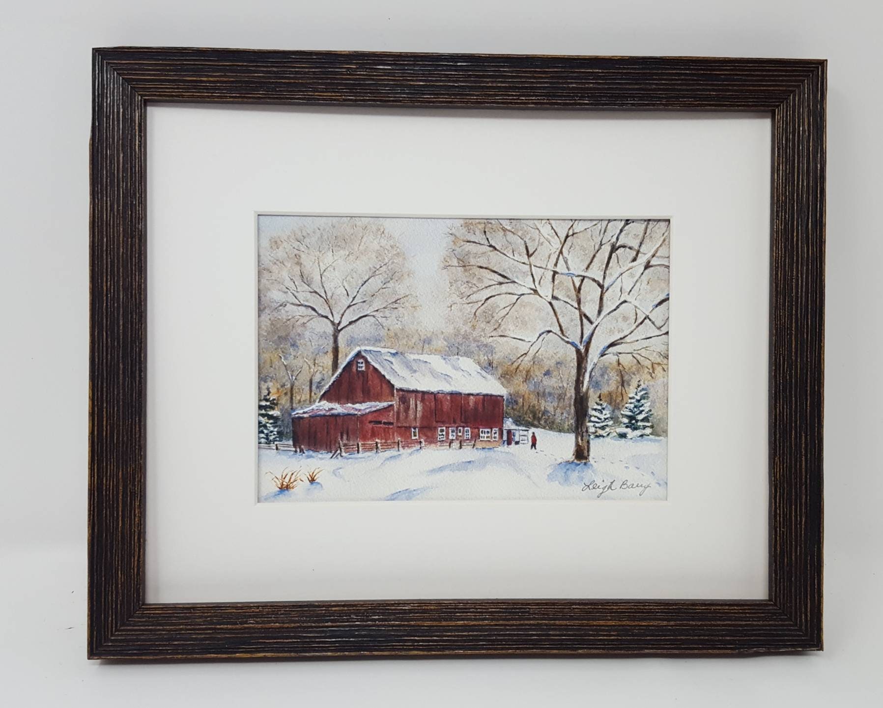 Winter Barn: Red Barn in Snow Snow Scene Painting Winter - Etsy
